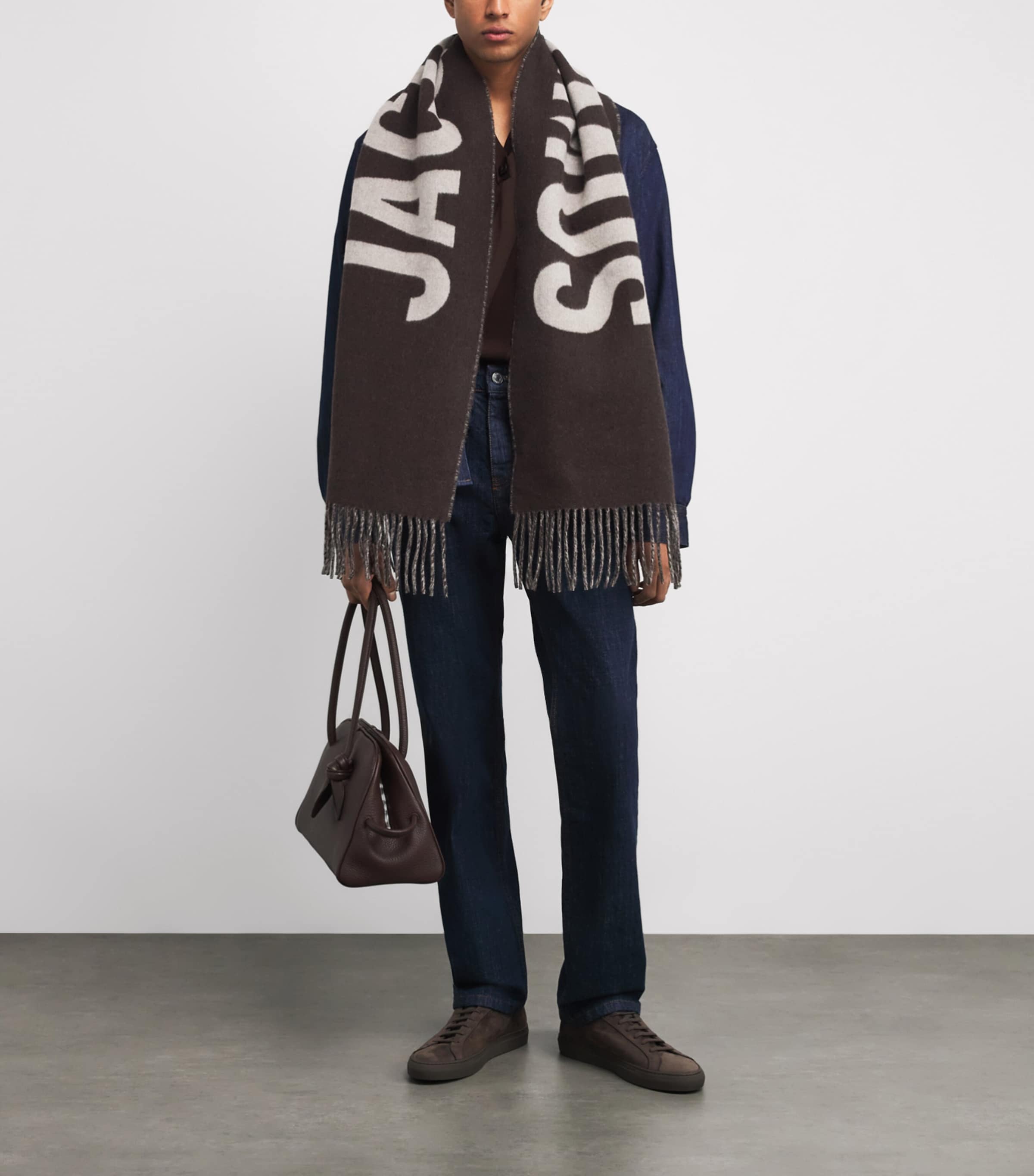 Jacquemus Brown Virgin Wool Logo Scarf | Harrods CA