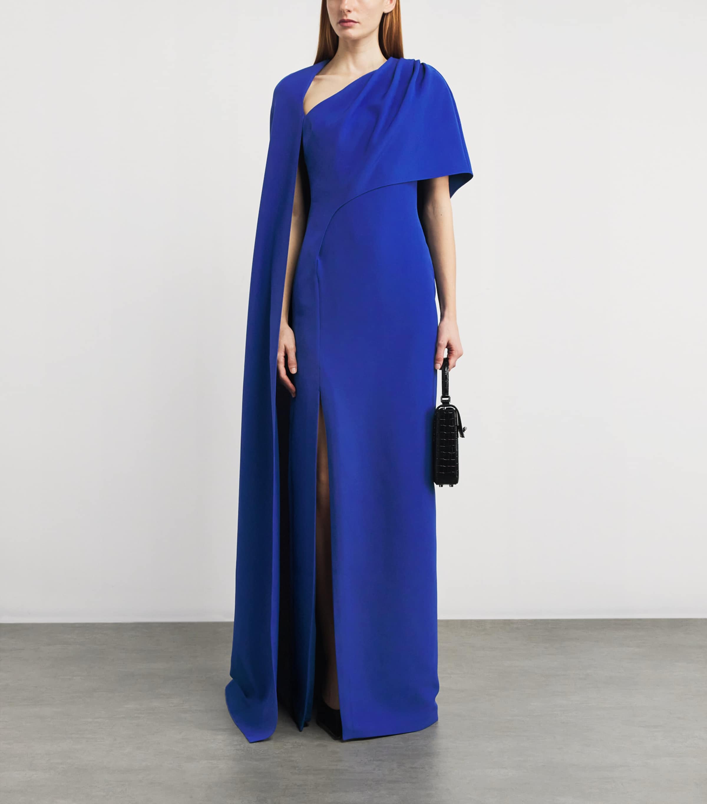 Safiyaa Blue Crepe Cape-Detail Contessa Gown | Harrods NL
