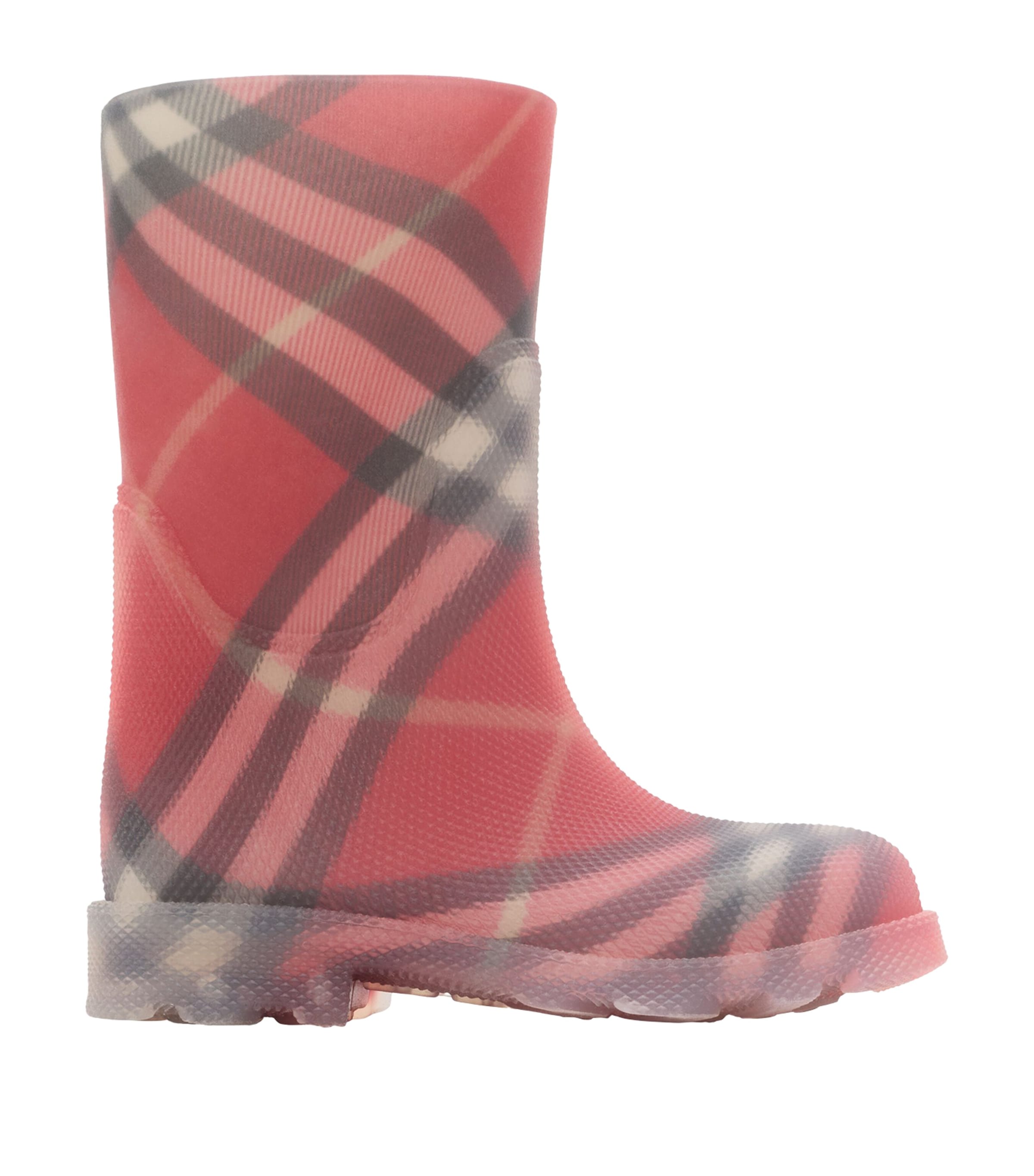 Burberry Kids Red Rubber Check Marsh Boots | Harrods FR