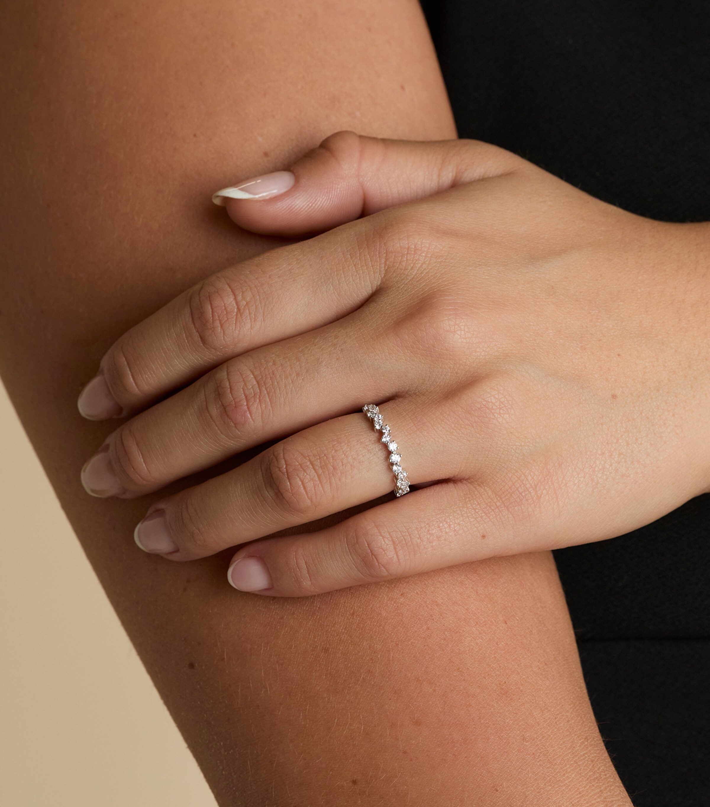 Astrid & Miyu Rhodium-Plated Crystal Scatter Band Ring | Harrods US