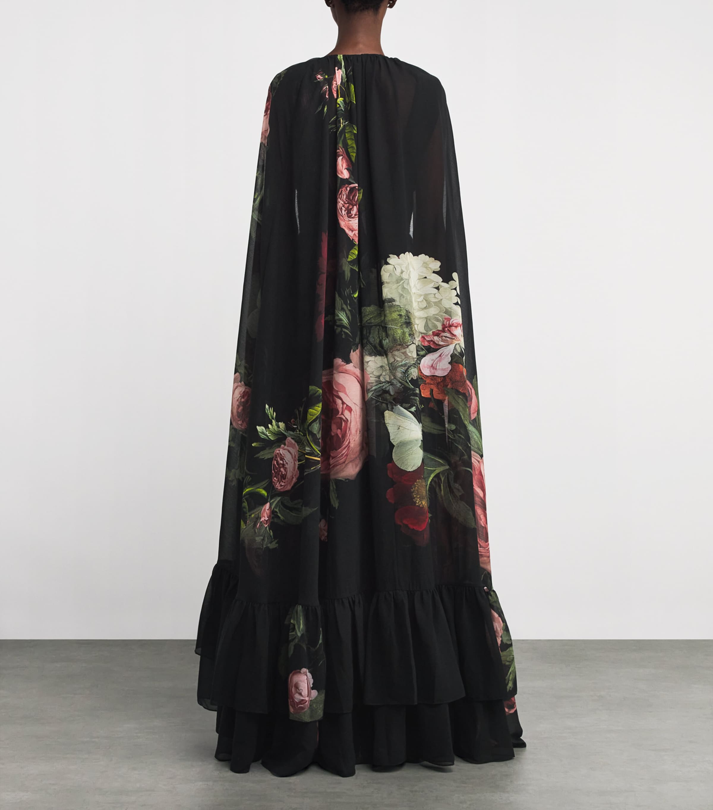 Alice+Olivia Black Cape-Detail Roya Gown | Harrods TW