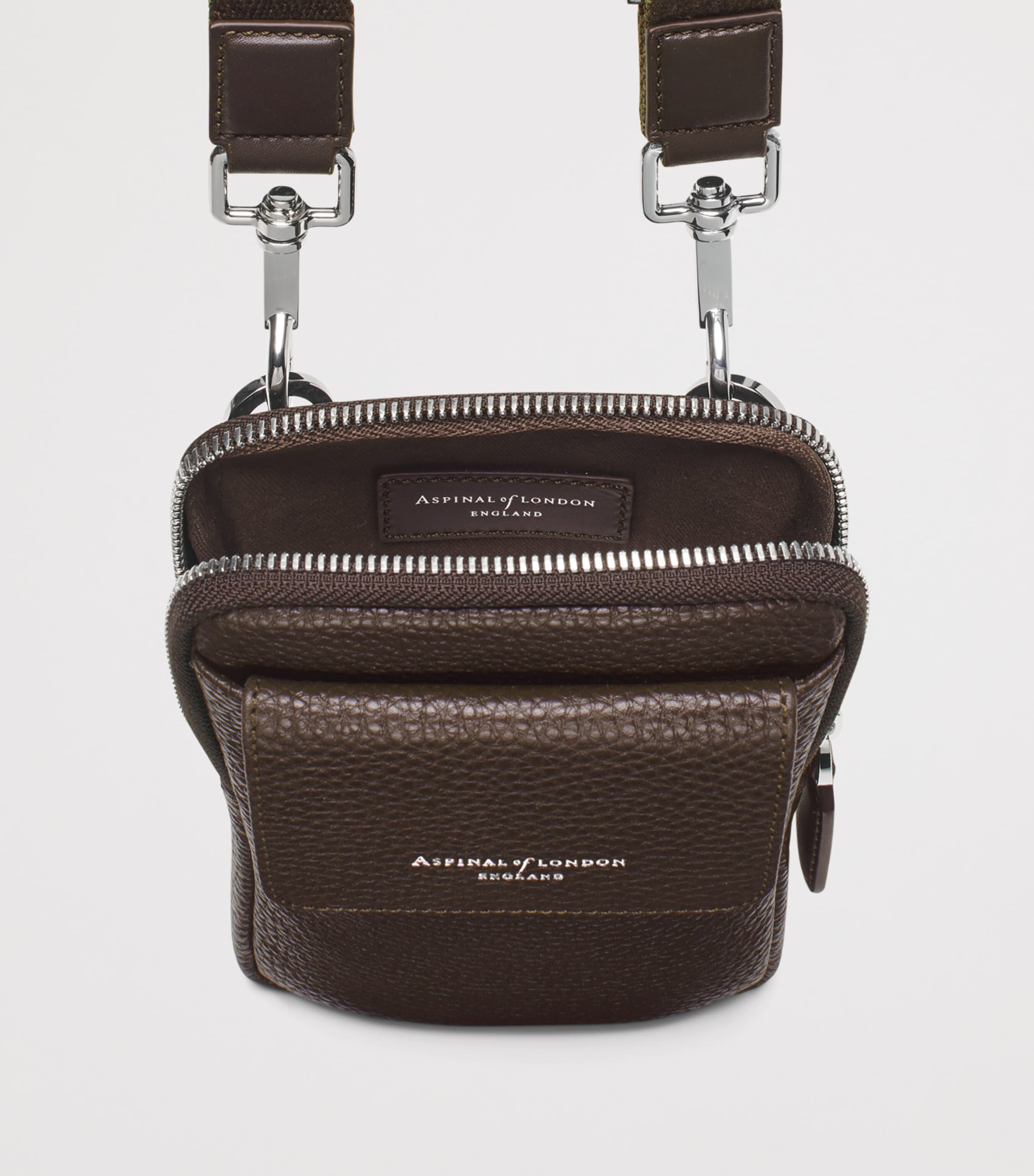 Aspinal Of London Brown Leather Reporter Cross-Body Phone Pouch ...