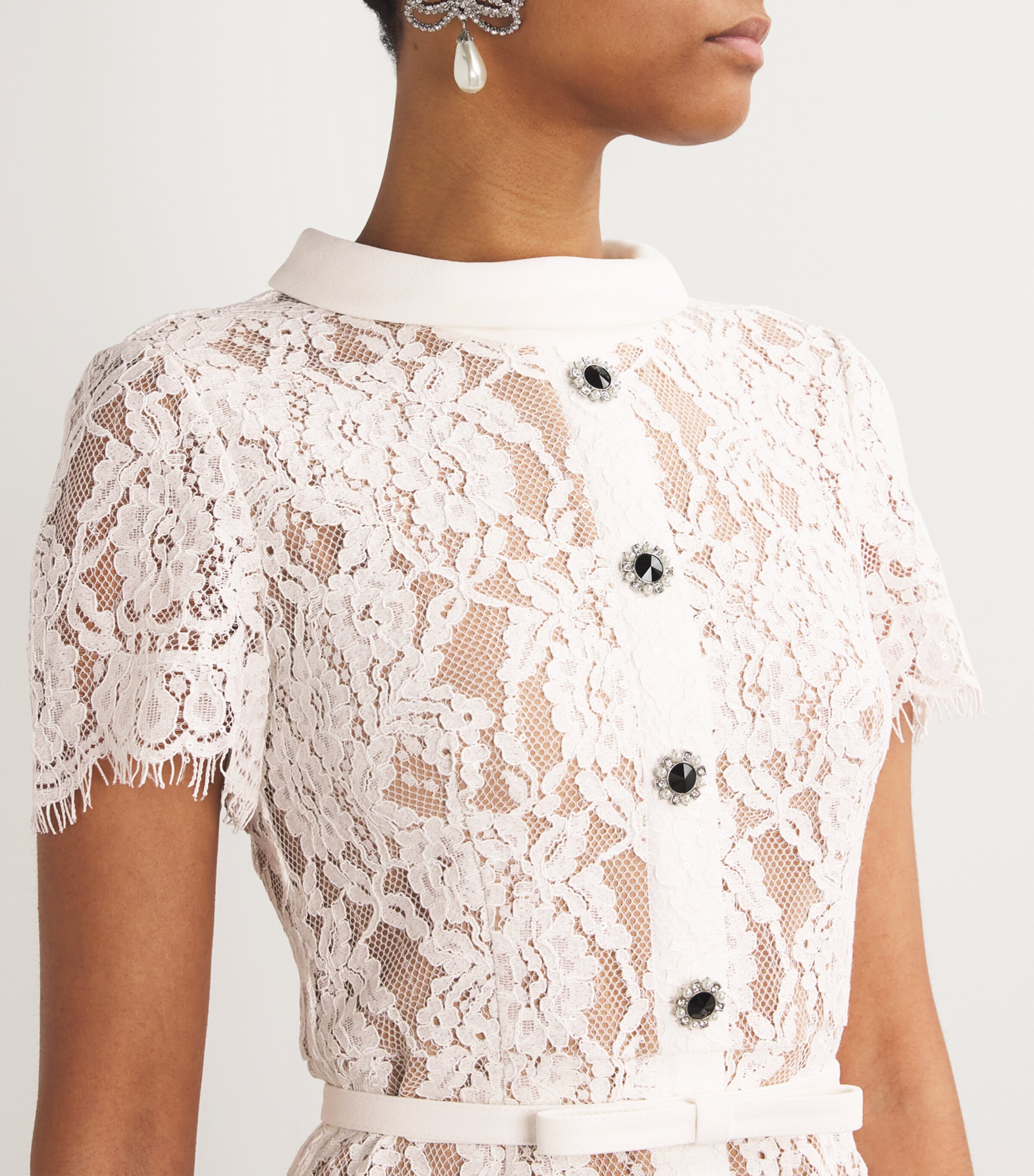Self-Portrait Lace Button Midi Dress | Harrods UK