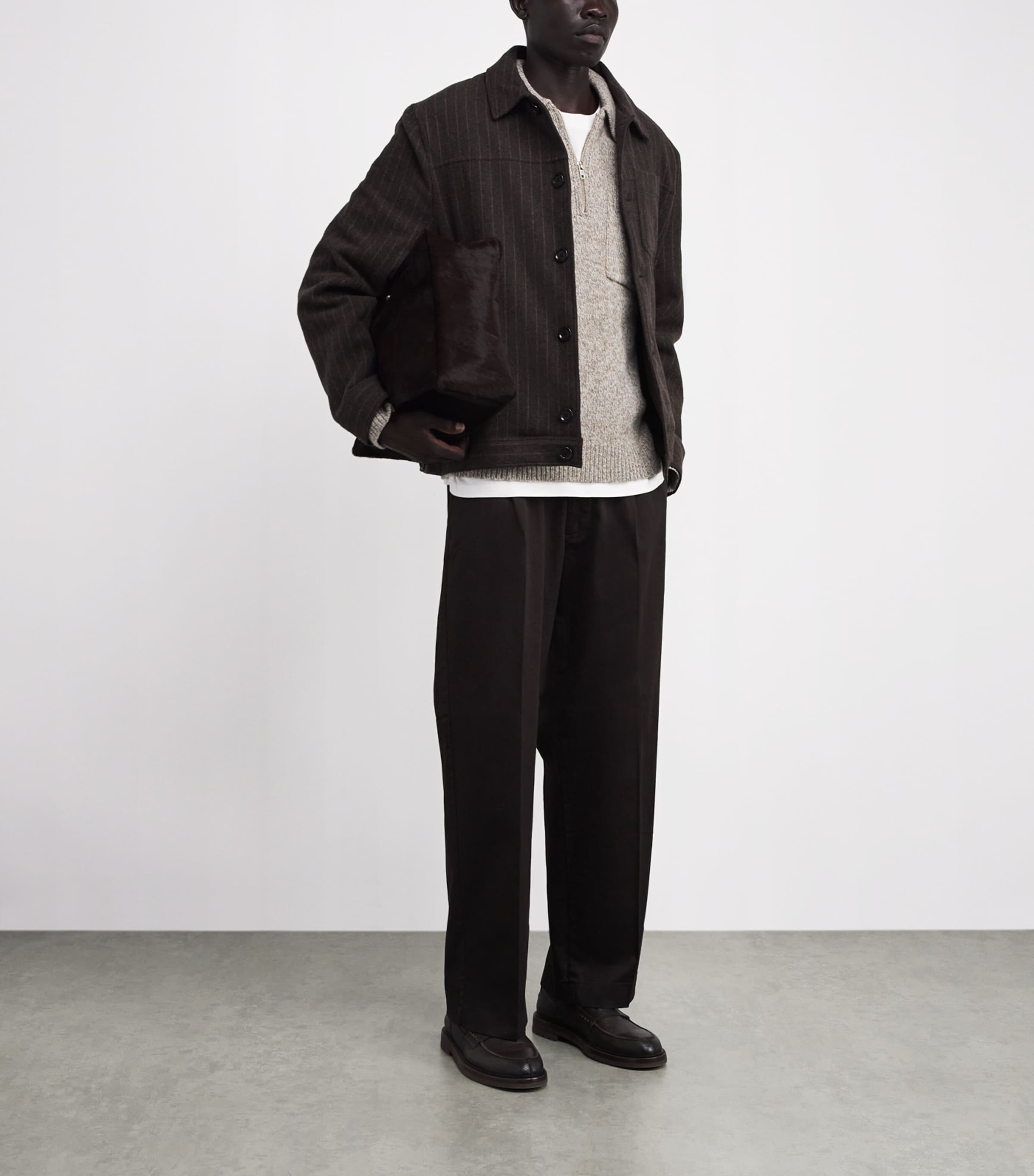 Wax London Grey Wool Alpha Polo Sweater | Harrods AU