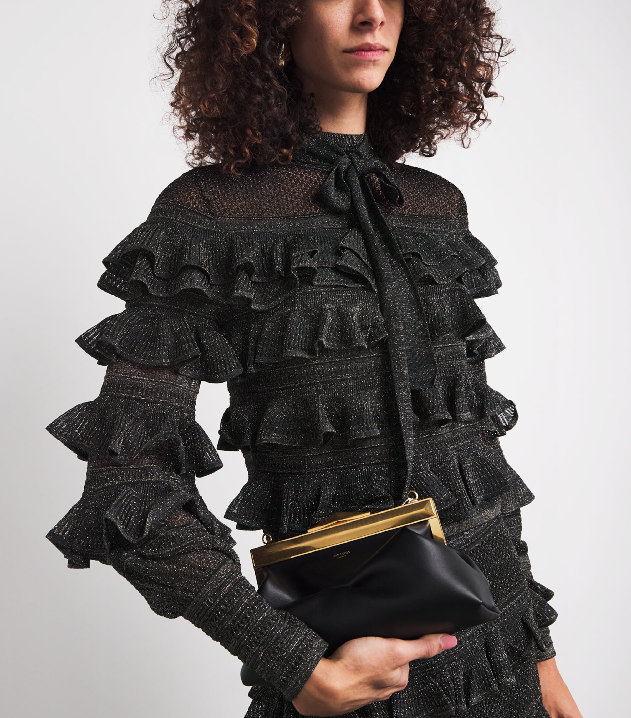 Zimmermann Black Metallic Frilled Rebellion Top | Harrods US