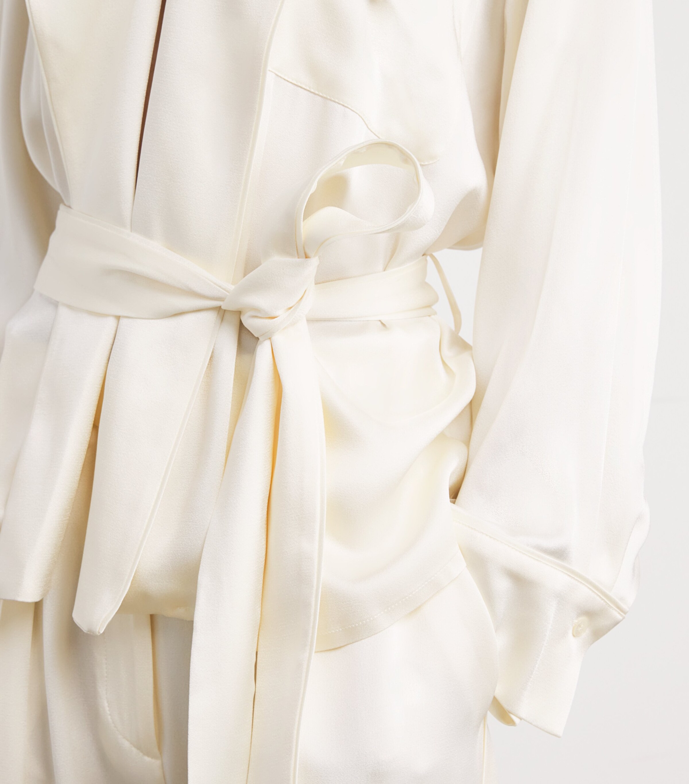 Victoria Beckham Ivory Satin Wrap Blouse | Harrods HK