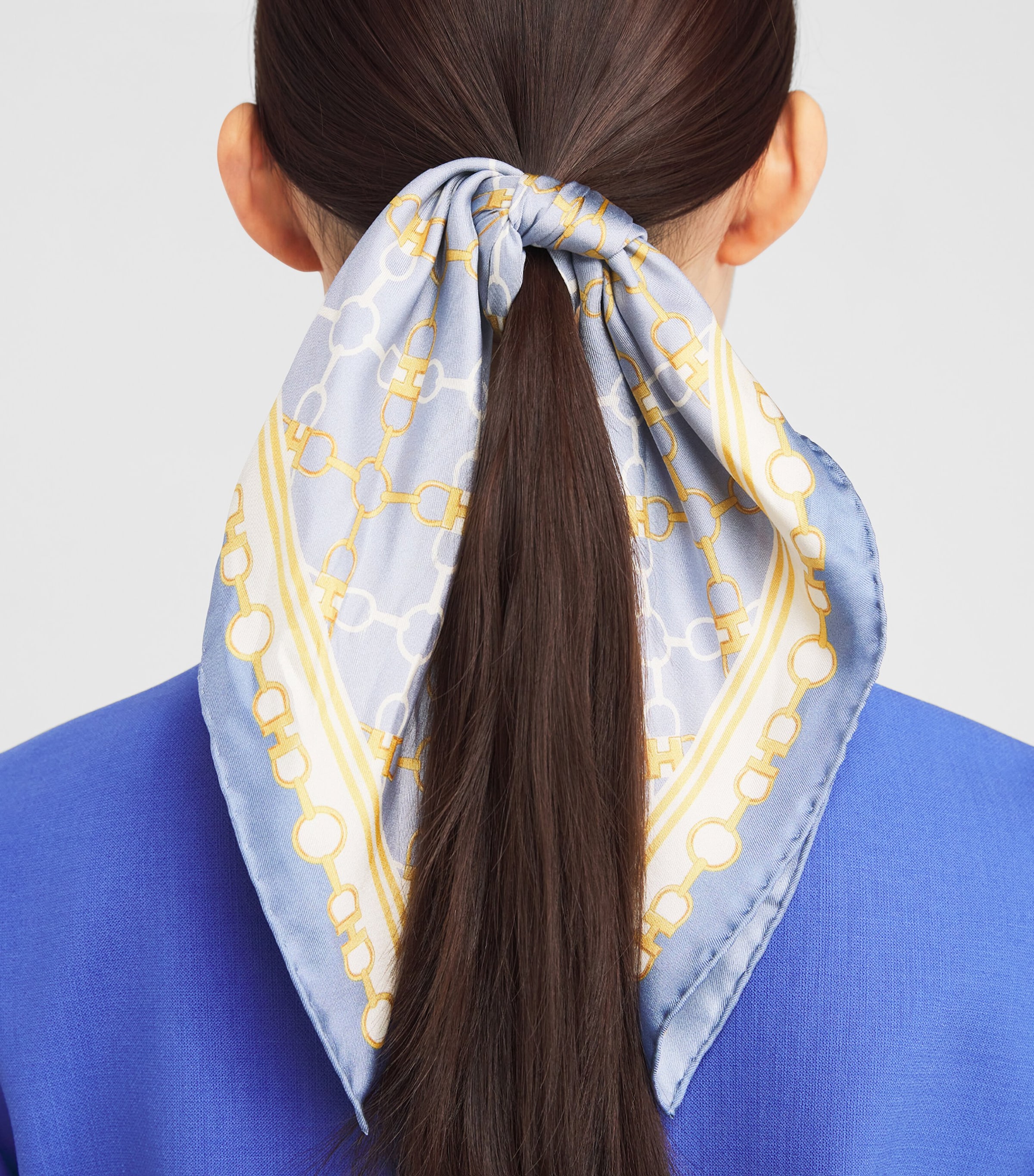 Harrods Blue Silk Chain Print Scarf | Harrods UK