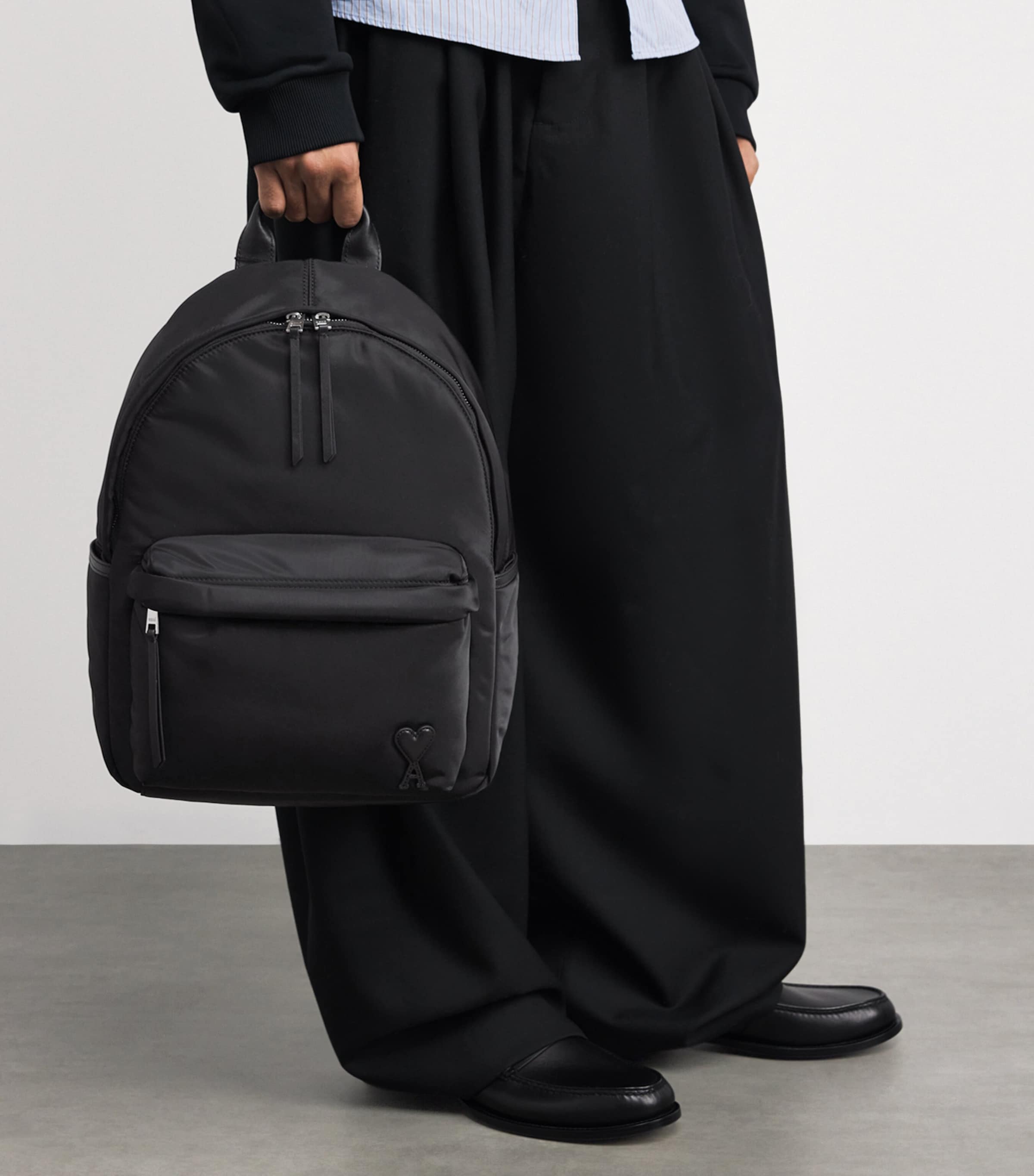 AMI Paris Black Canvas Marcel Backpack | Harrods AU