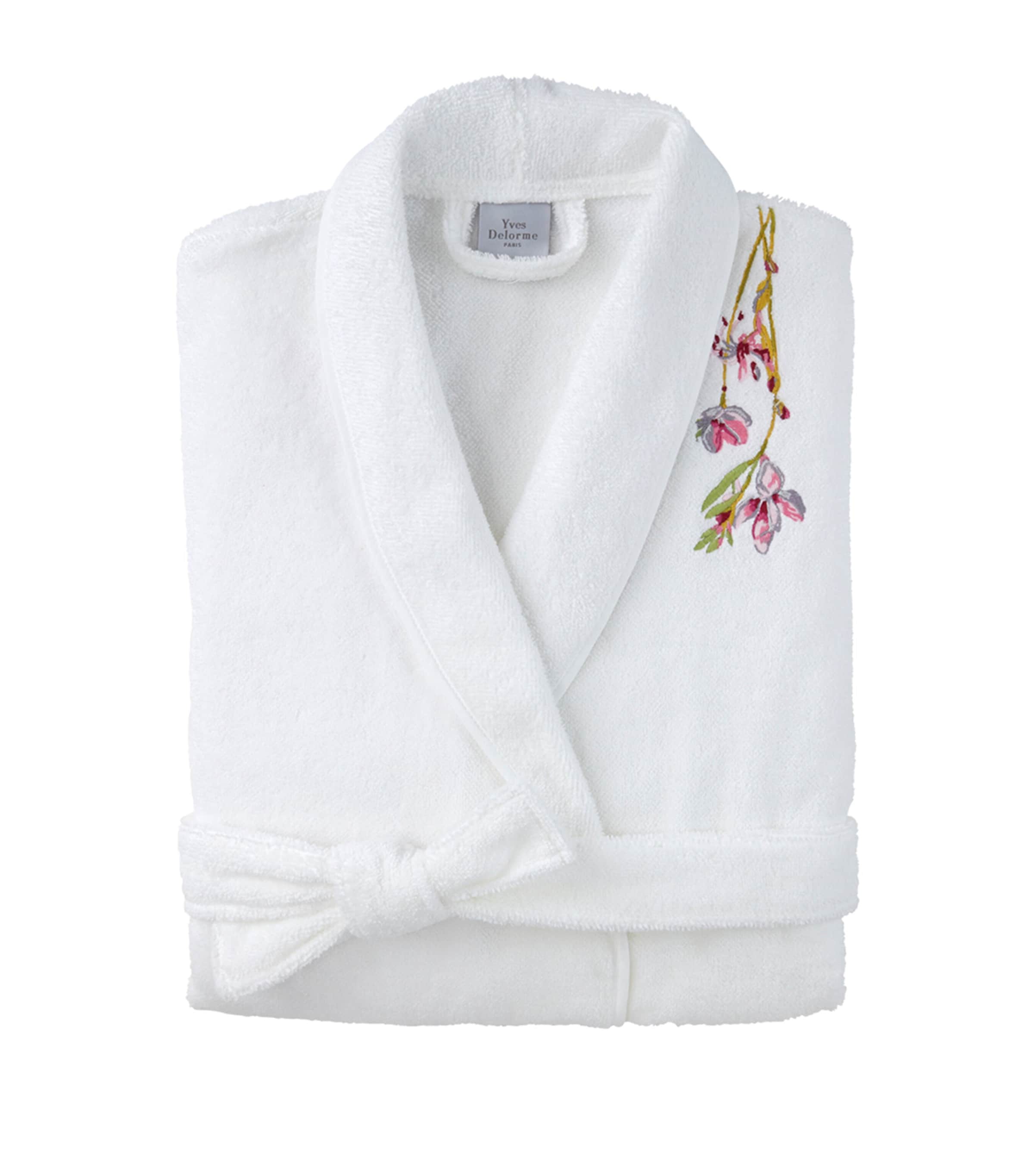 Yves Delorme Cotton-Modal Embroidered Gaura Bathrobe | Harrods TW