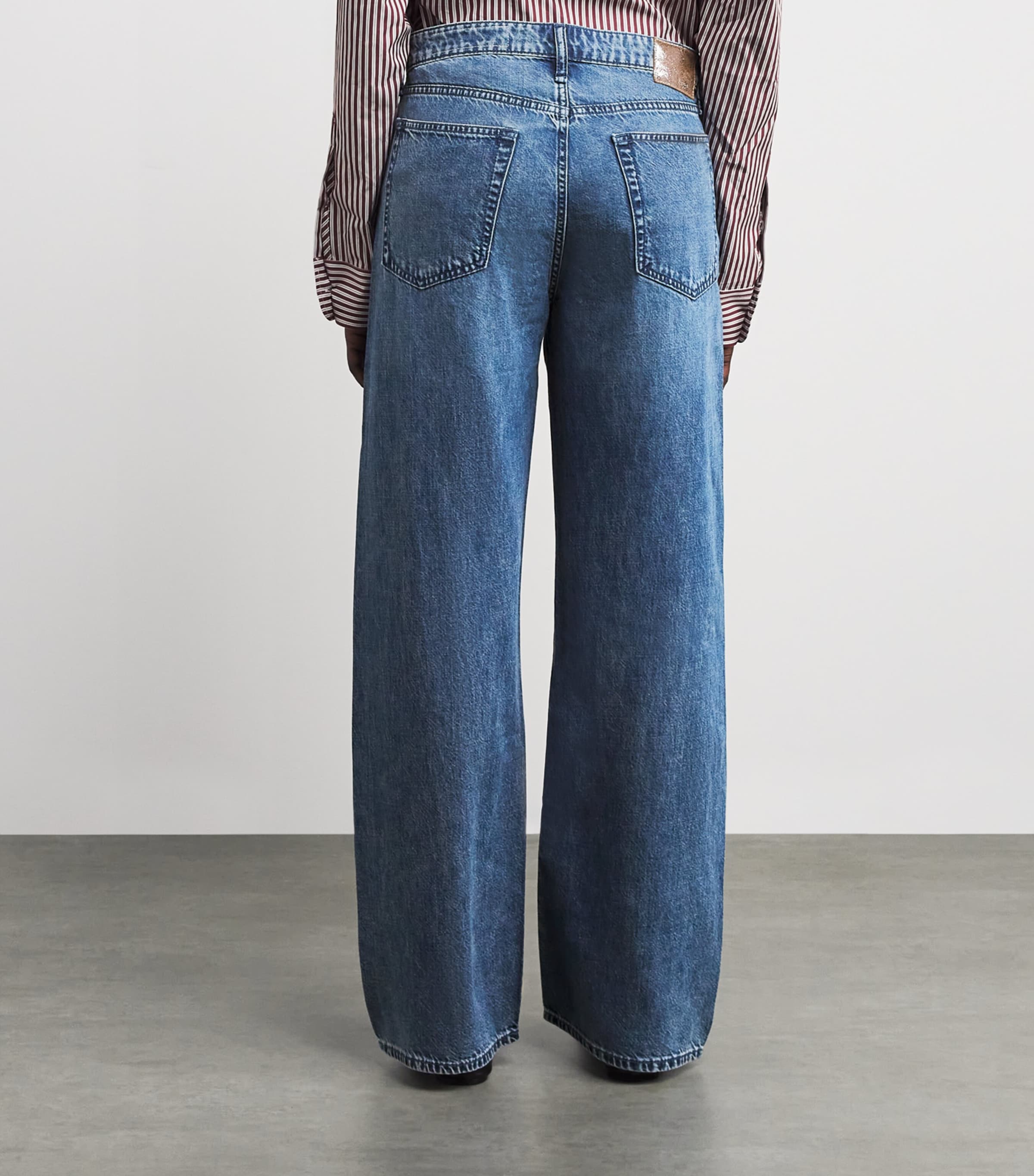 Rag & Bone Blue Logan Mid-Rise Wide-Leg Jeans | Harrods UK