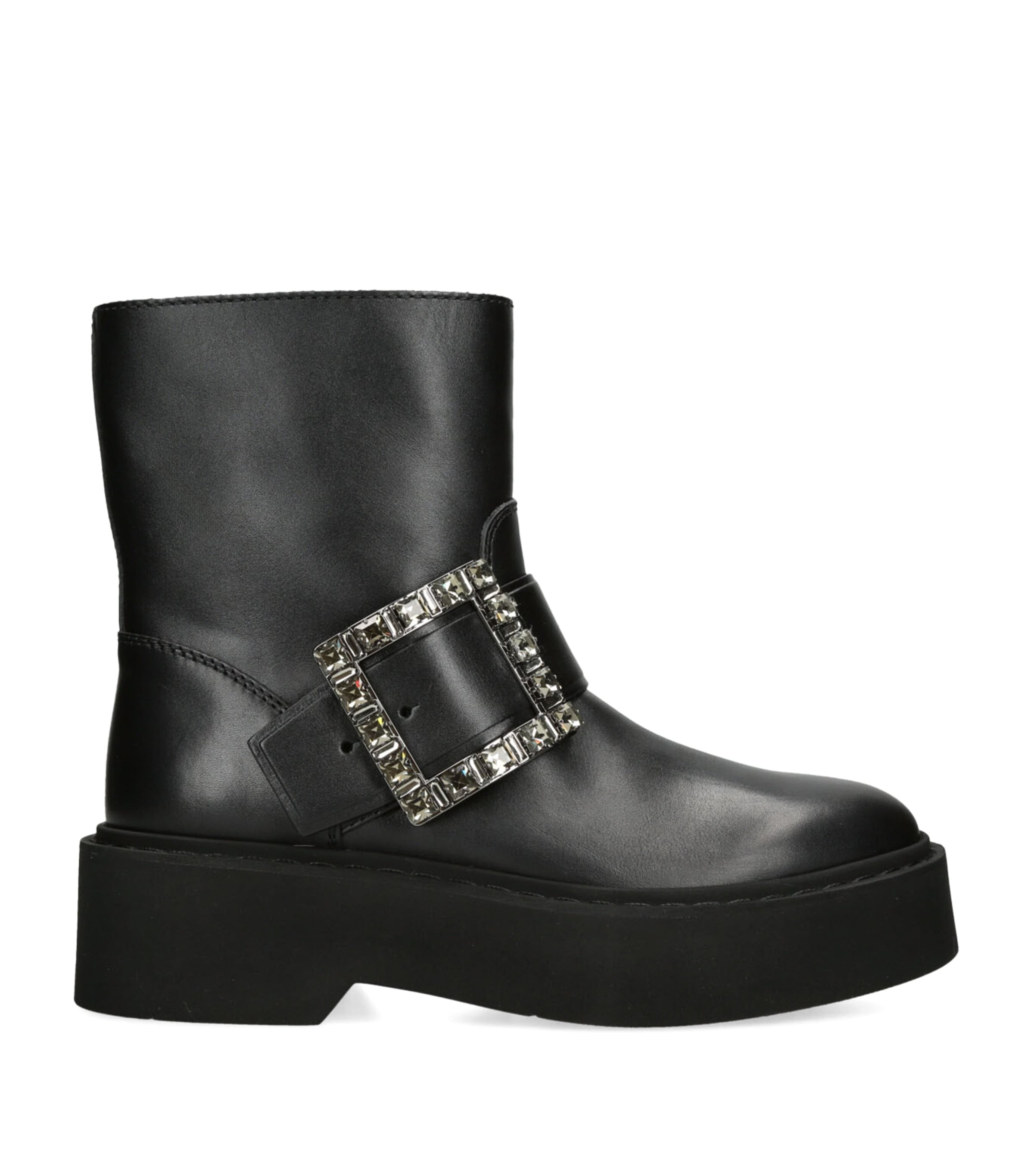 Roger Vivier Black Leather Viv’ Rangers Ankle Boots | Harrods AU
