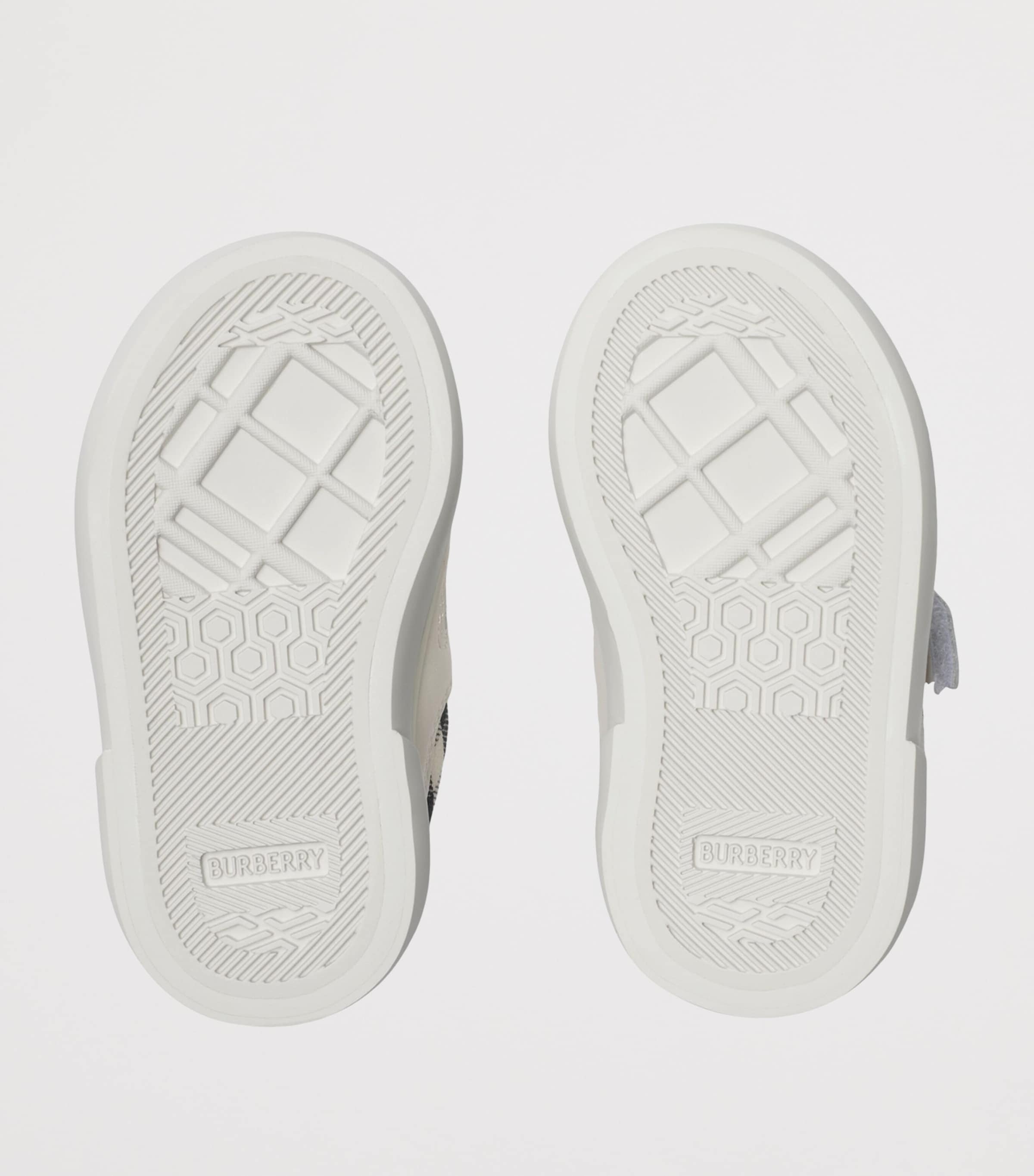 Burberry Kids Beige Leather Check Velcro Sneakers | Harrods UK